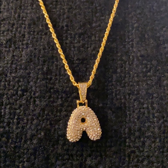 cheaplux | Jewelry | Gold A Bubble Letter Chain | Poshmark